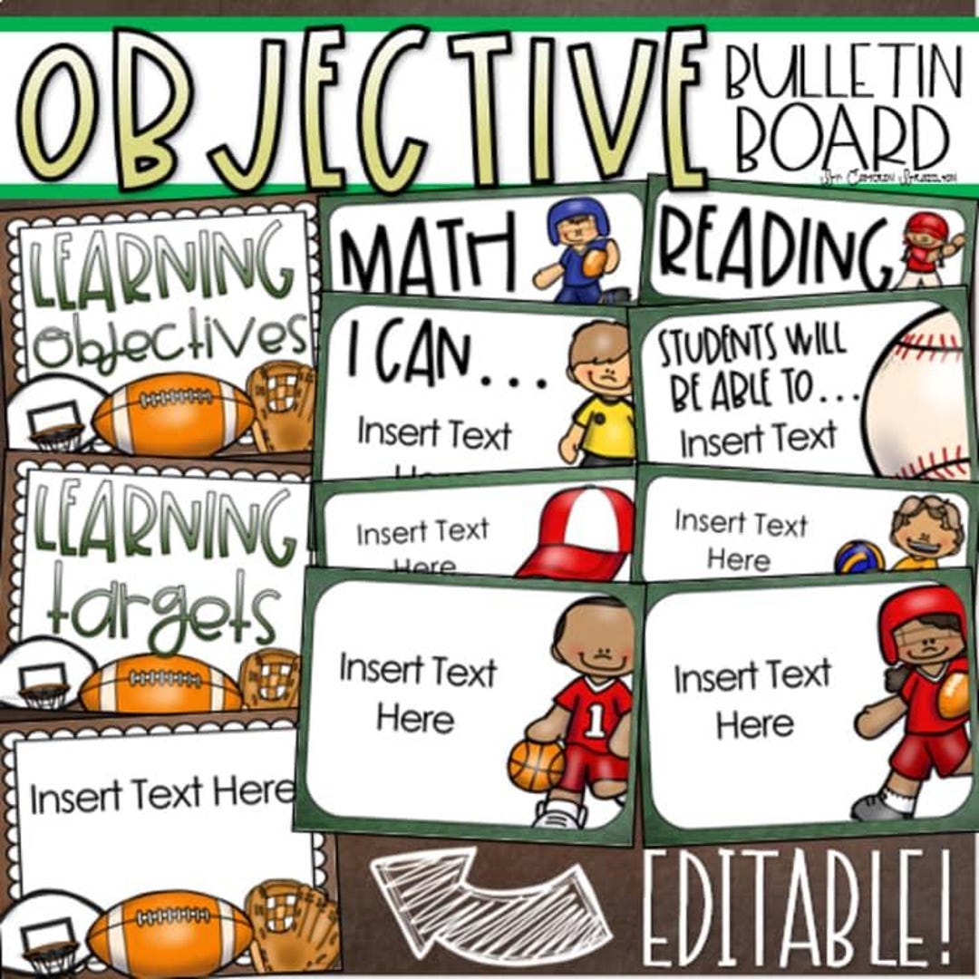 Learning Targets Bulletin Board Objectives Posters Sports Theme ...