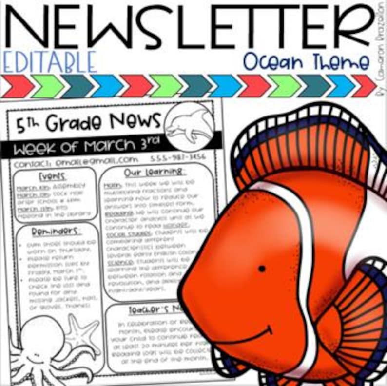 Weekly Classroom Newsletter Template Ocean Under the Sea Theme EDITABLE ...