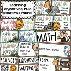 Jungle Safari Class Management Decor Bundle (rules, Voice Levels ...