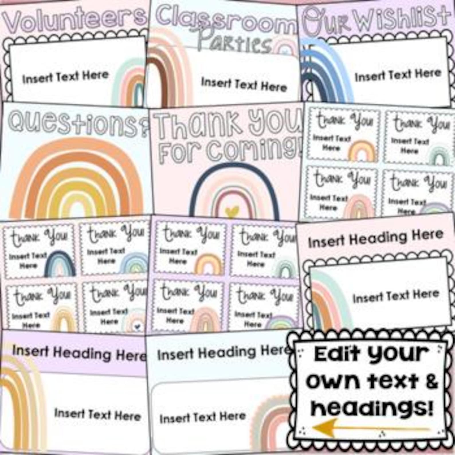 Back to School Open House Meet the Teacher Boho Modern Muted Rainbow ...