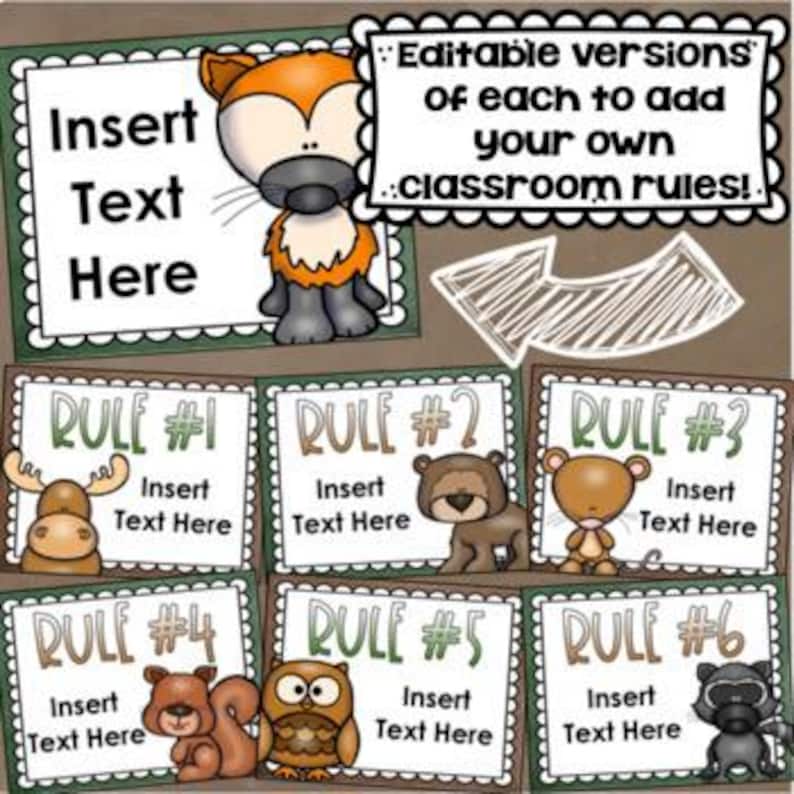 Classroom Rules Posters EDITABLE Back to School Woodland Animals Theme ...