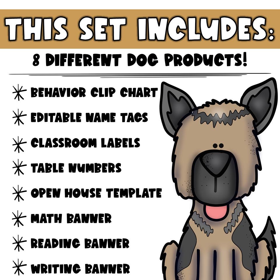 Dog Theme Class Decor Bundle (behavior Chart, Name Plates, Labels ...