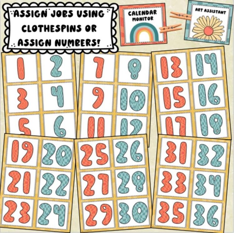 Classroom Jobs Helpers Chart Labels Signs Groovy Retro Vibes Theme ...