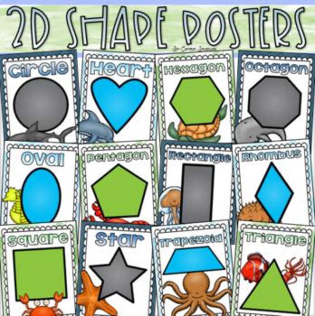 2D Shapes Poster Signs Ocean Under the Sea Underwater Theme INSTANT ...