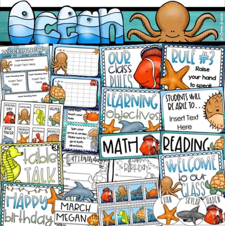Ocean Underwater Class Management Decor Bundle (posters, Rules ...
