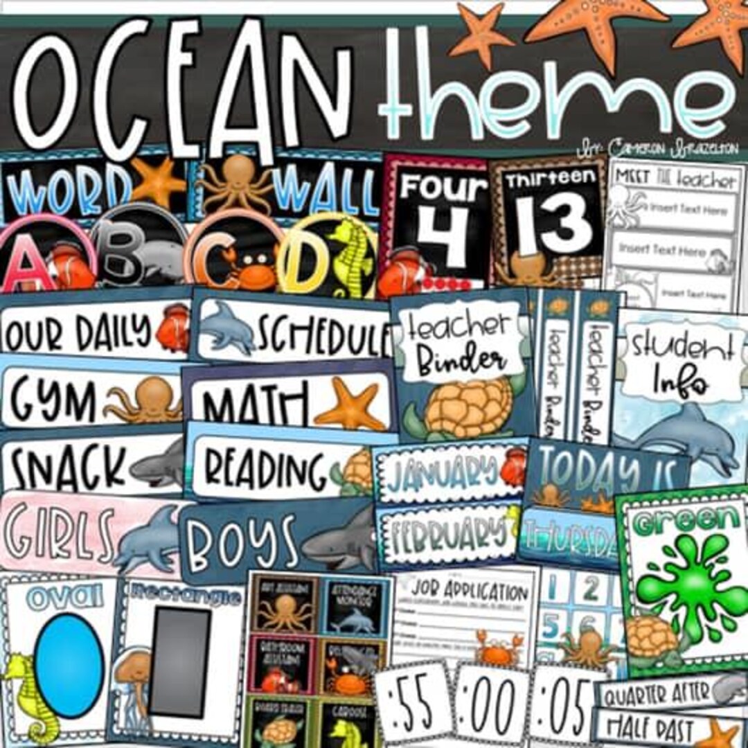 Ocean Underwater Class Decor Bundle (posters, Binder Covers, Schedule ...