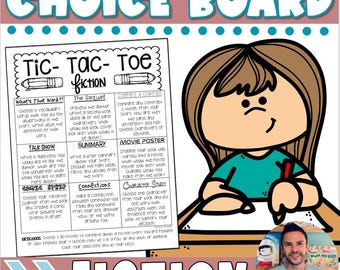 Fiction Reading Response Tic Tac Toe Choice Board (PDF) - Etsy