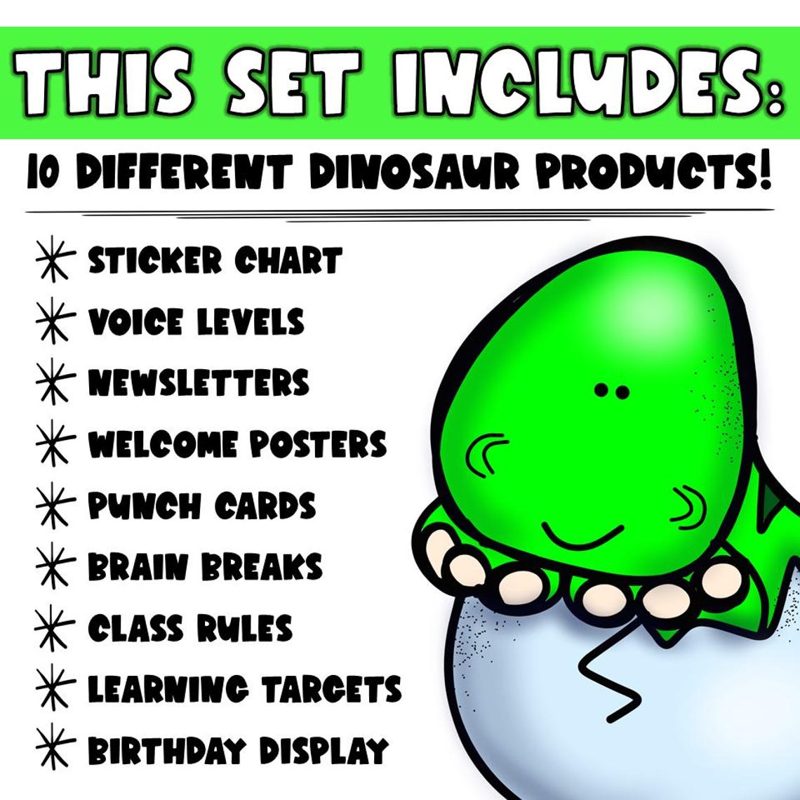 Dinosaur Classroom Management Decor Bundle (posters, Rules, Newsletters ...