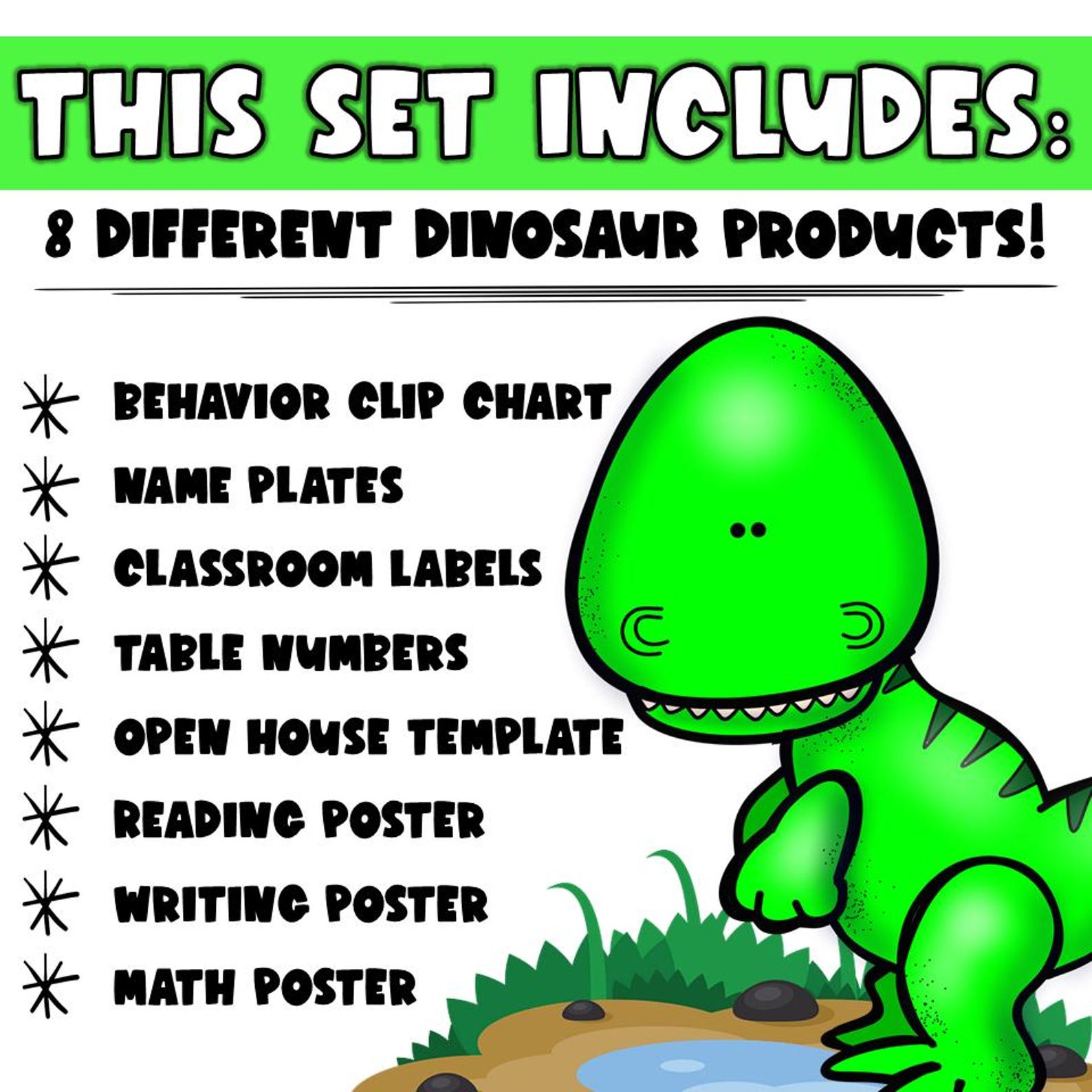 Dinosaur Theme Class Decor Bundle (behavior Chart, Name Plates, Labels ...