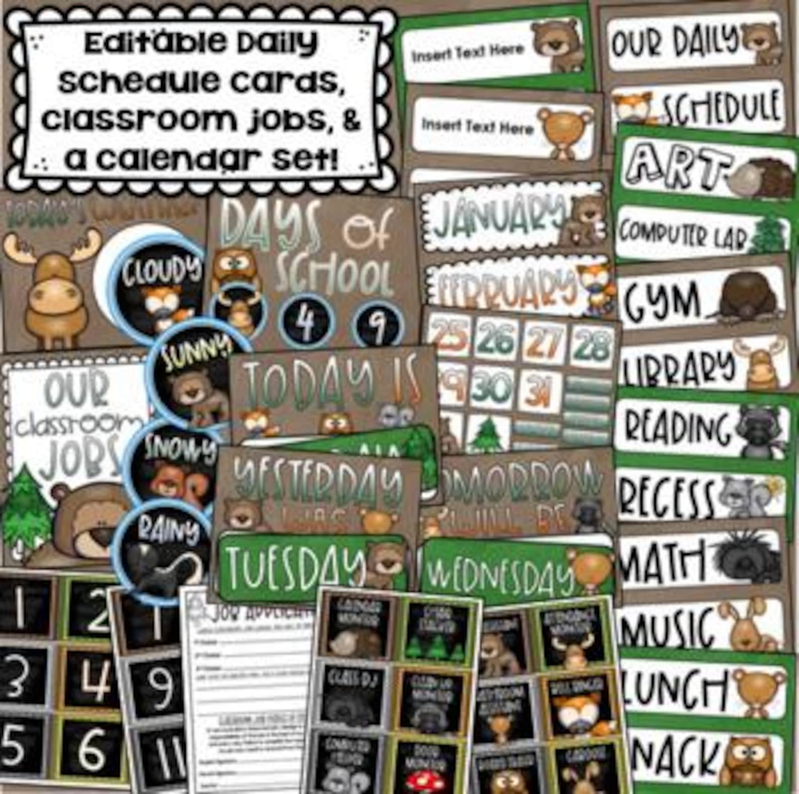 Woodland Animals Class Decor Bundle (posters, Binder Covers, Schedule ...