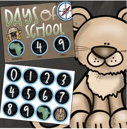 Calendar Set Classroom Decor Back to School Jungle Safari Theme INSTANT ...