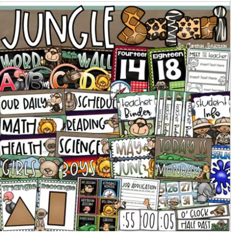 Jungle Safari Classroom Decorations and Management Mega Bundle INSTANT ...