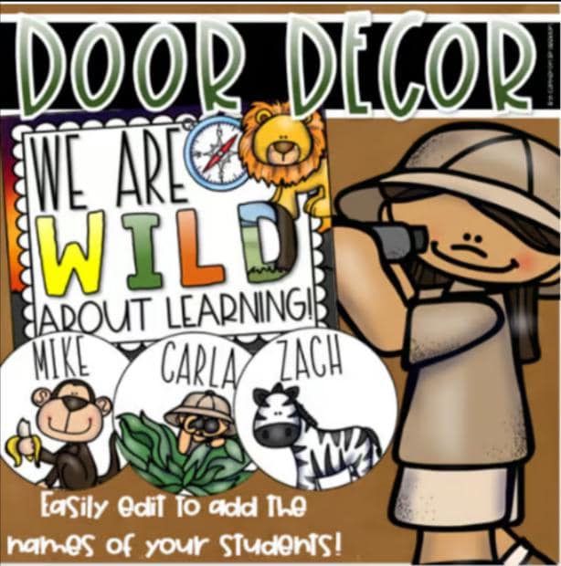 Back to School Door Decorations Bulletin Board Wild Jungle Safari Theme ...