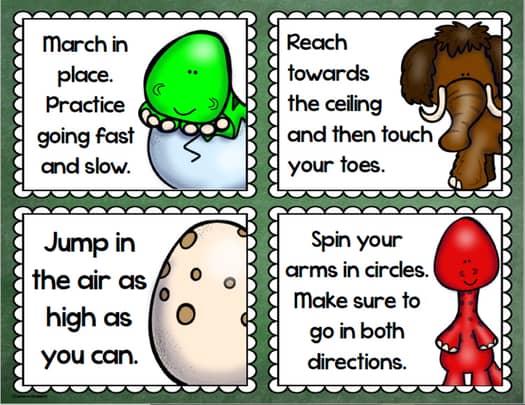 Brain Breaks Movement Cards Dinosaur Dino Theme INSTANT DOWNLOAD - Etsy