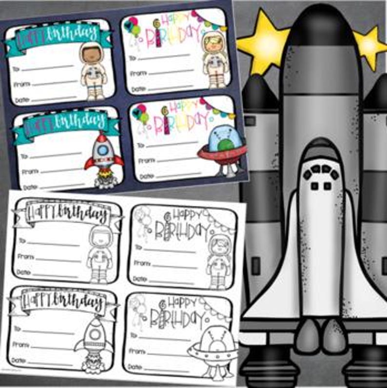 Happy Birthday Bulletin Board Display Posters Outer Space Theme ...