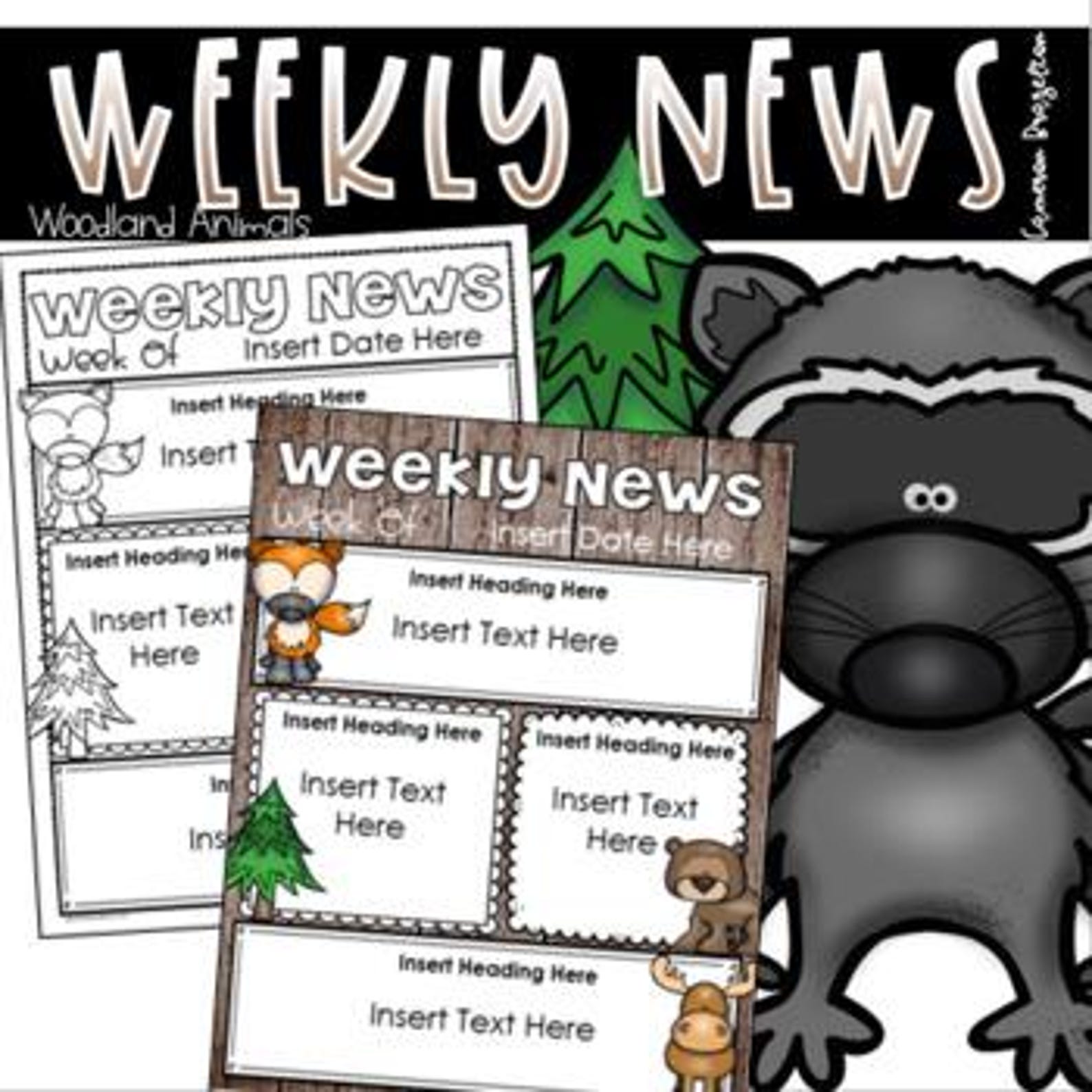 Weekly Newsletter Template Editable Woodland Animals Theme INSTANT ...
