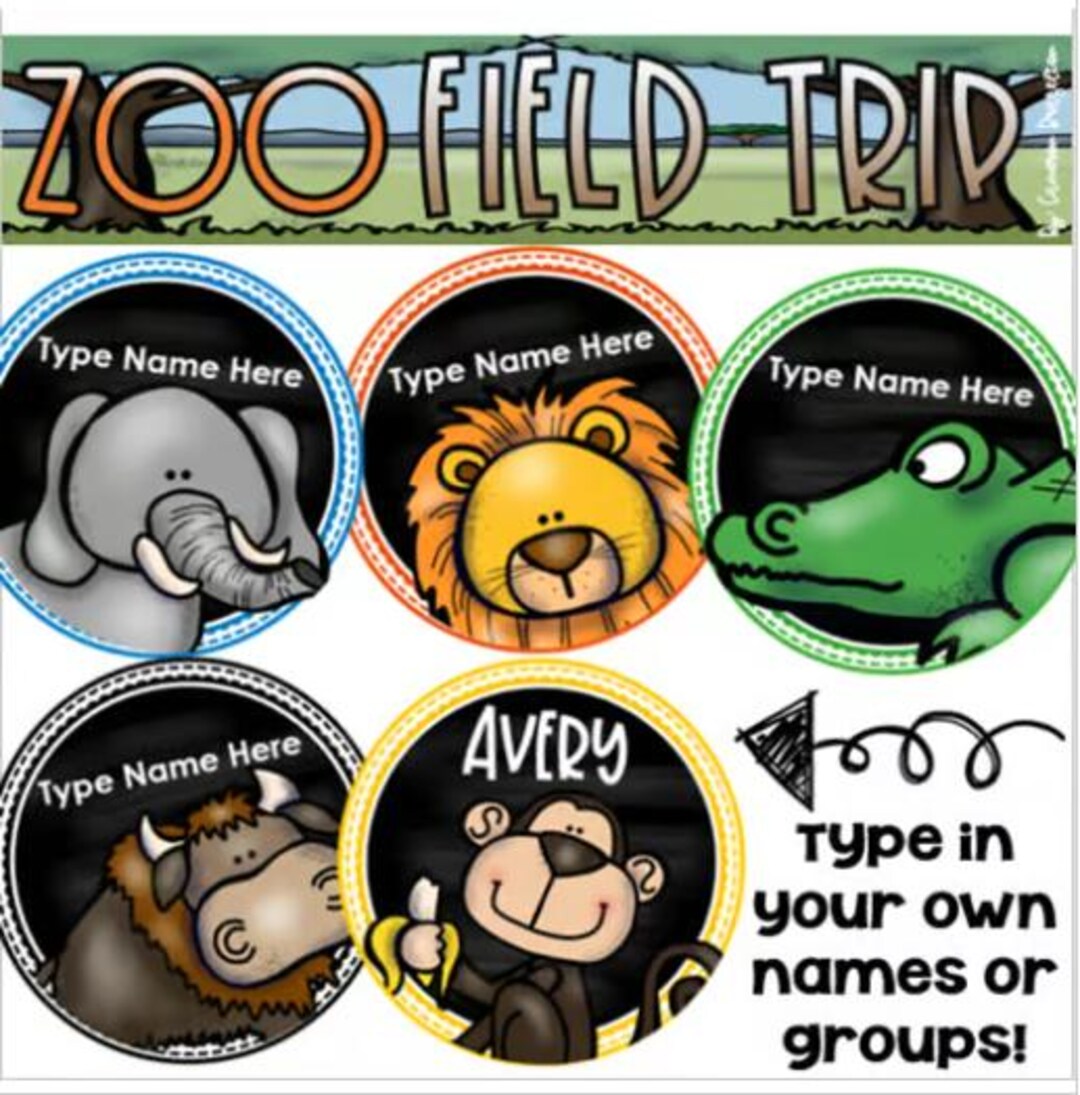 Field Trip to the Zoo Editable Name Tags Jungle Safari - Etsy