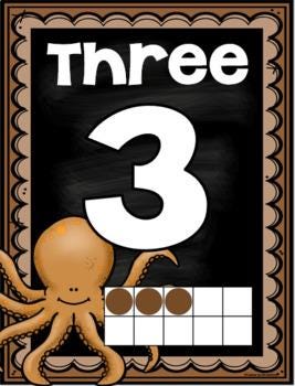 Number Posters Signs 0-20 Ten Frames Ocean Underwater Theme INSTANT ...