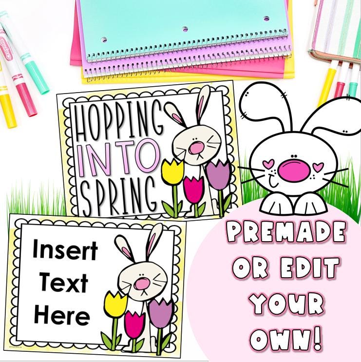 Editable Easter Bulletin Board Door Decoration Display for Spring ...