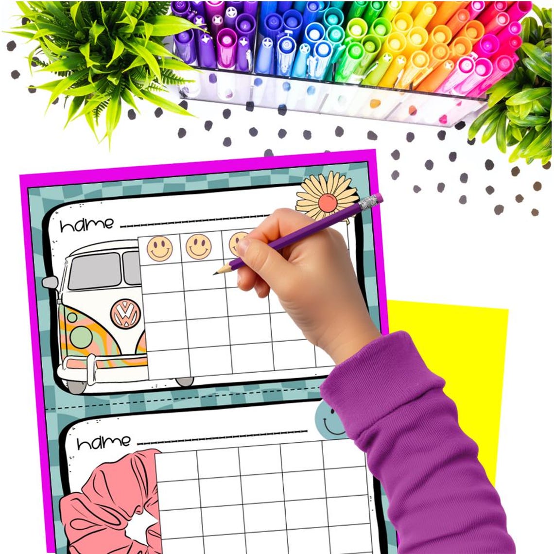 Positive Behavior Sticker Chart Reward Incentives Groovy Retro Vibes ...