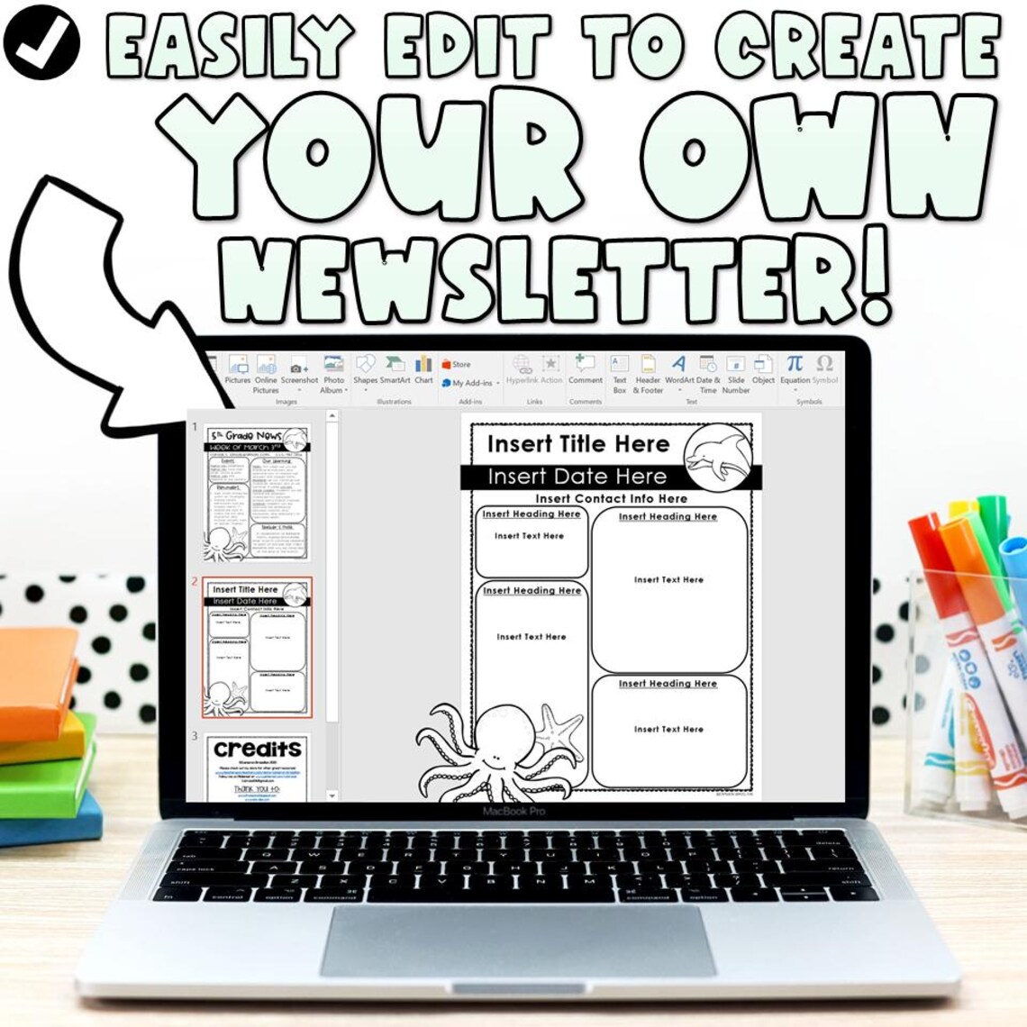 Weekly Classroom Newsletter Template Ocean Under the Sea Theme EDITABLE ...