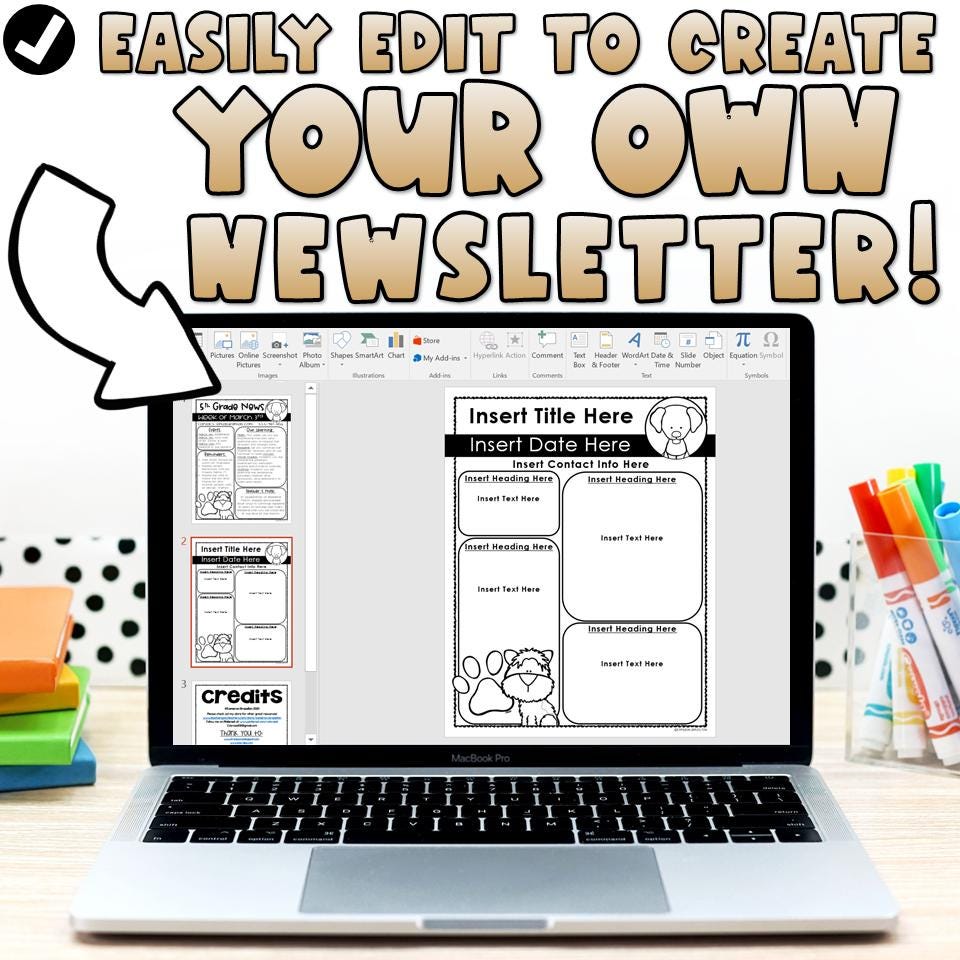 Weekly Classroom Newsletter Template Dog Theme EDITABLE INSTANT ...