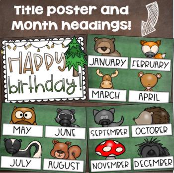 Happy Birthday Bulletin Board Display Posters Woodland Animals Theme ...