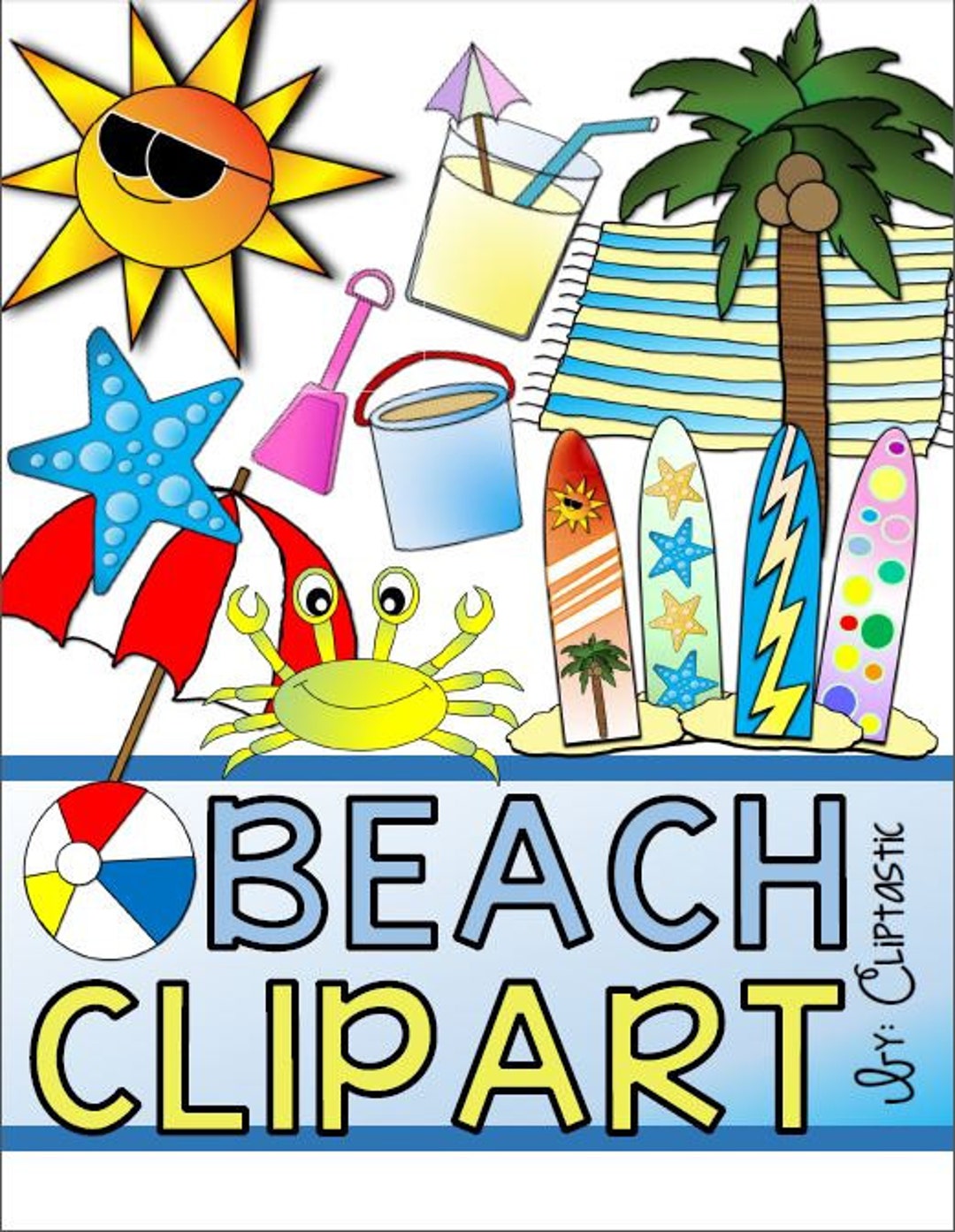 Beach Summer Clipart for Personal or Commercial Use - Etsy