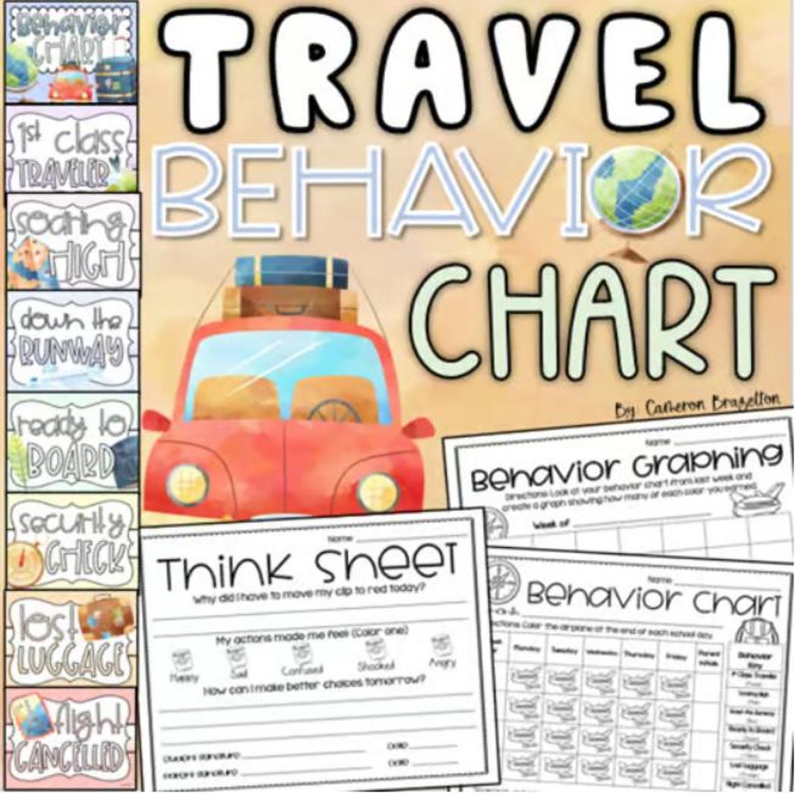 Behavior Clip Chart Travel Adventure Watercolor Theme for Classroom ...