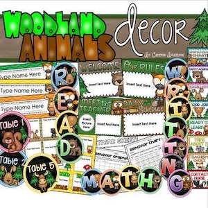Woodland Animals Theme Classroom Decor Bundle (behavior Chart, Labels ...