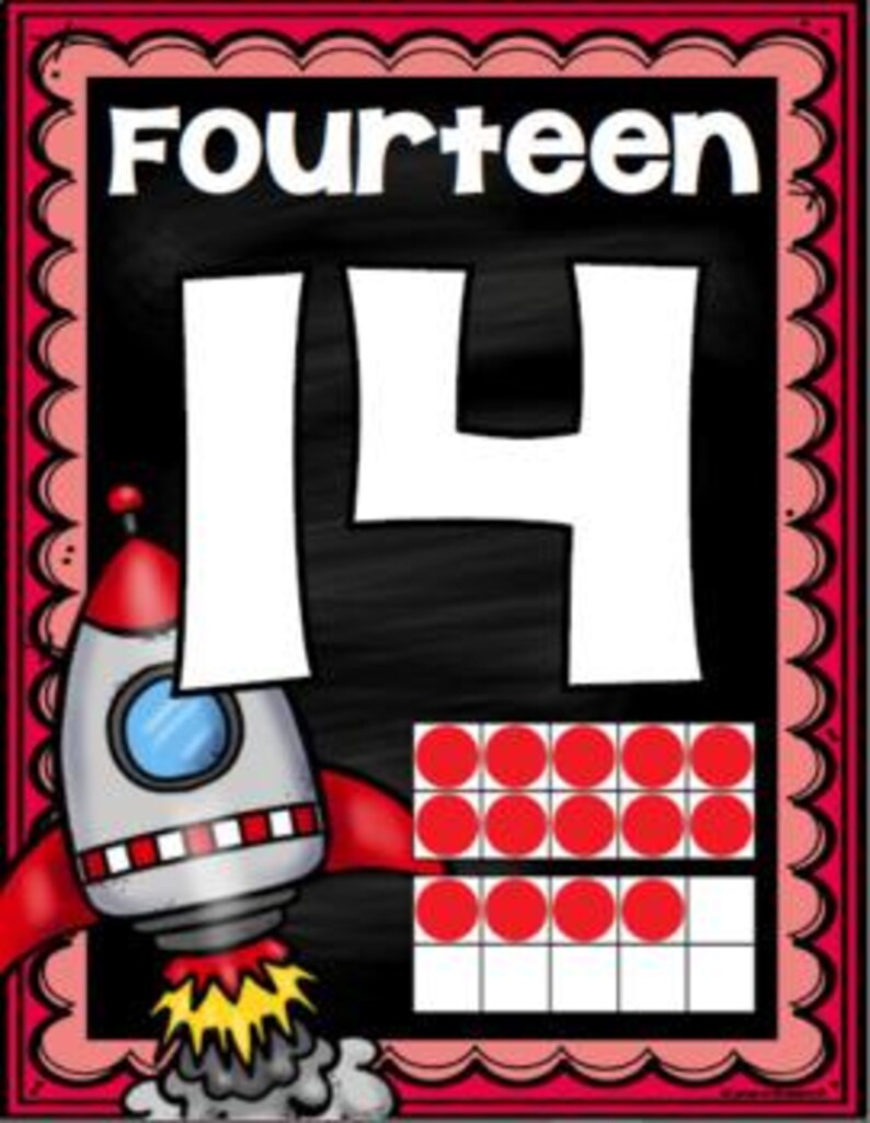 Number Posters Signs 0-20 Ten Frames Outer Space Theme INSTANT DOWNLOAD ...