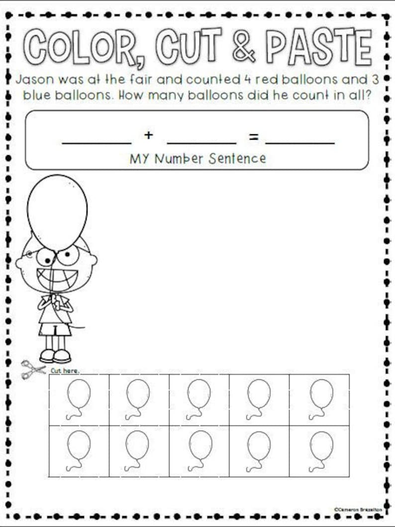 Math Word Problems Color Cut Paste Spring (common Core Aligned) - Etsy