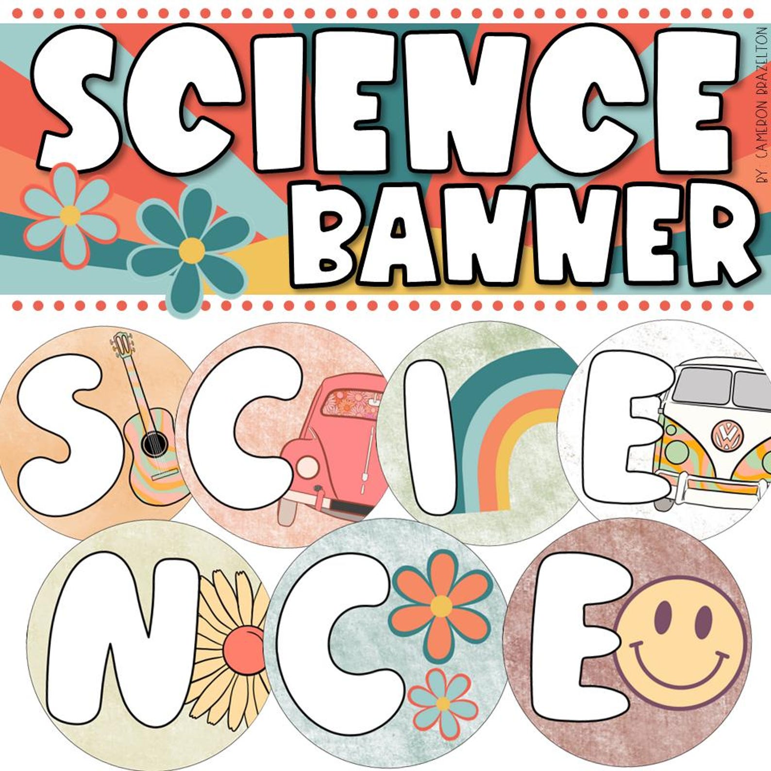 Groovy Retro Theme Science Banner: Classroom Bulletin Board Decor ...