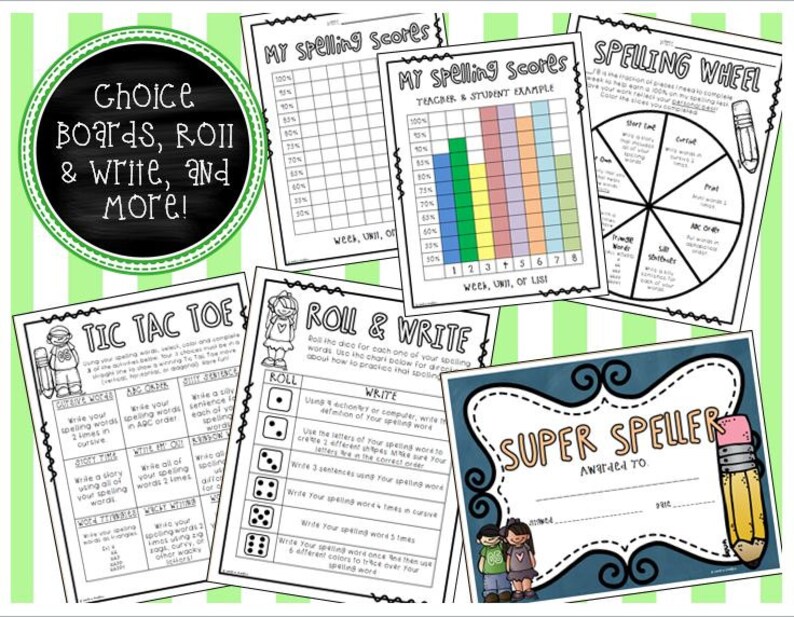 Spelling Homework Activities task Cards, Choice Boards, Tic Tac Toe - Etsy