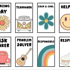 Behavior Badges Classroom Management Reward System Groovy Retro Theme ...