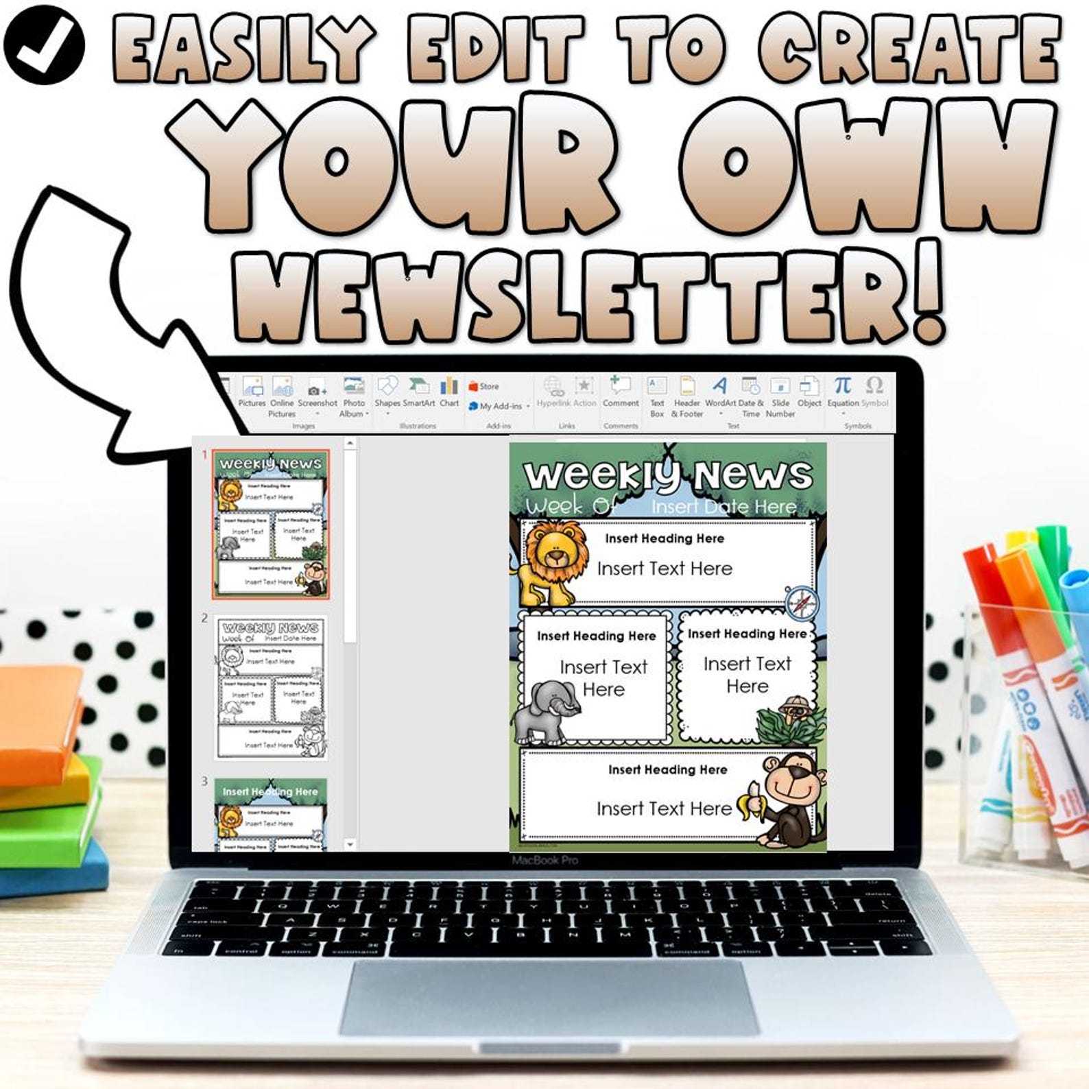Weekly Classroom Newsletter Template Jungle Safari Theme EDITABLE ...
