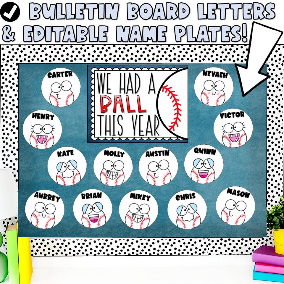Baseball Bulletin Board: End of Year Door Decorations (instant Download ...