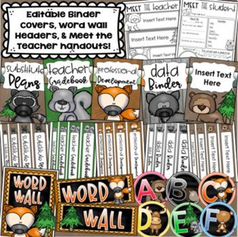 Woodland Animals Class Decor Bundle (posters, Binder Covers, Schedule ...