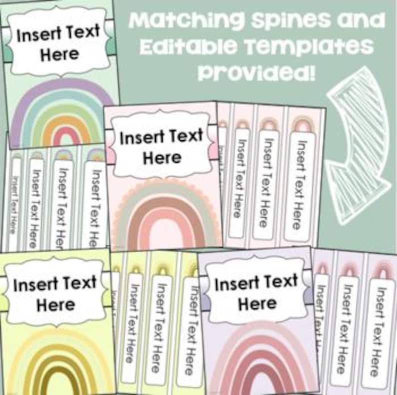 Binder Covers and Spines Teacher Planner Editable Boho Modern Muted ...