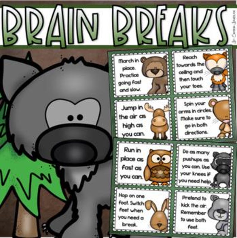 Brain Breaks Movement Cards Woodland Animals Theme INSTANT DOWNLOAD - Etsy