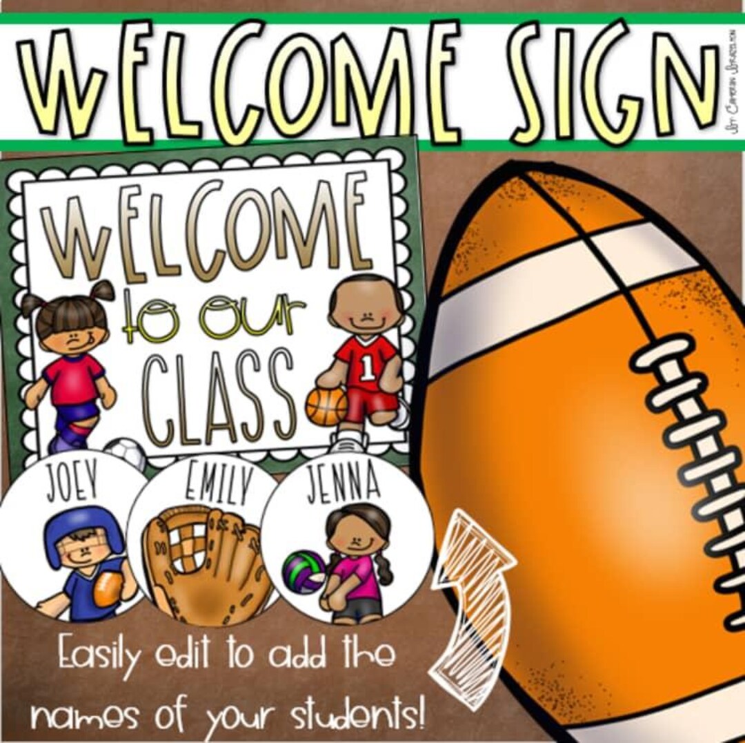 Welcome to Our Classroom Door Sign Display Sports Teamwork Theme ...