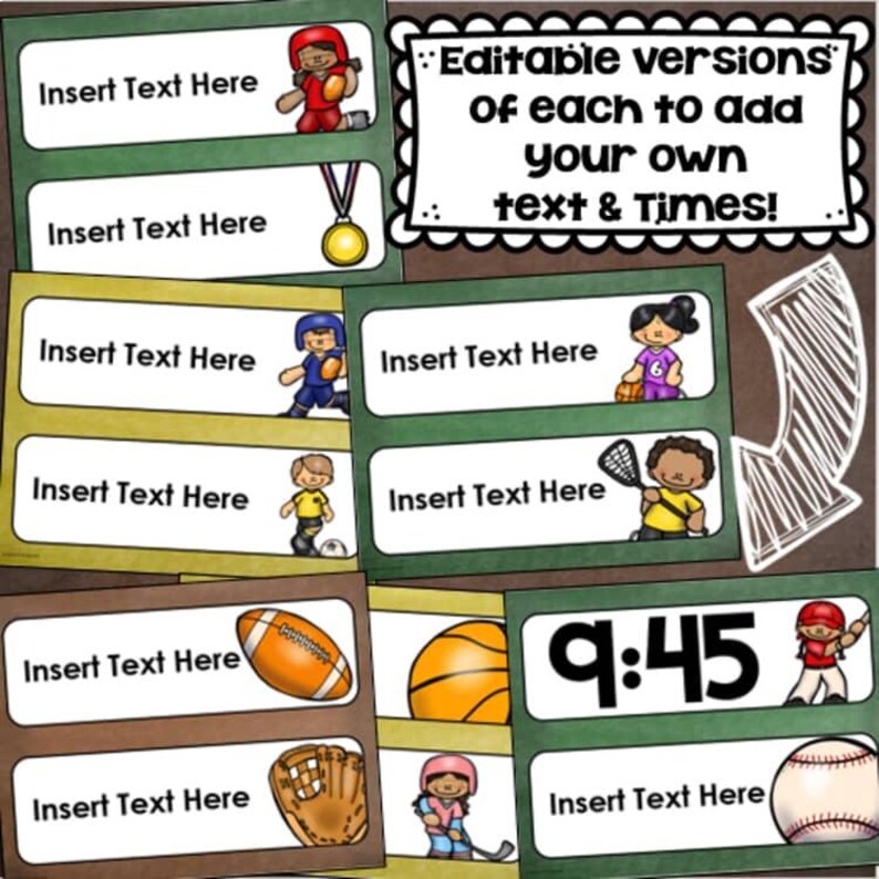 Daily Visual Schedule Cards for Classroom Agenda Sports Teamwork Theme ...