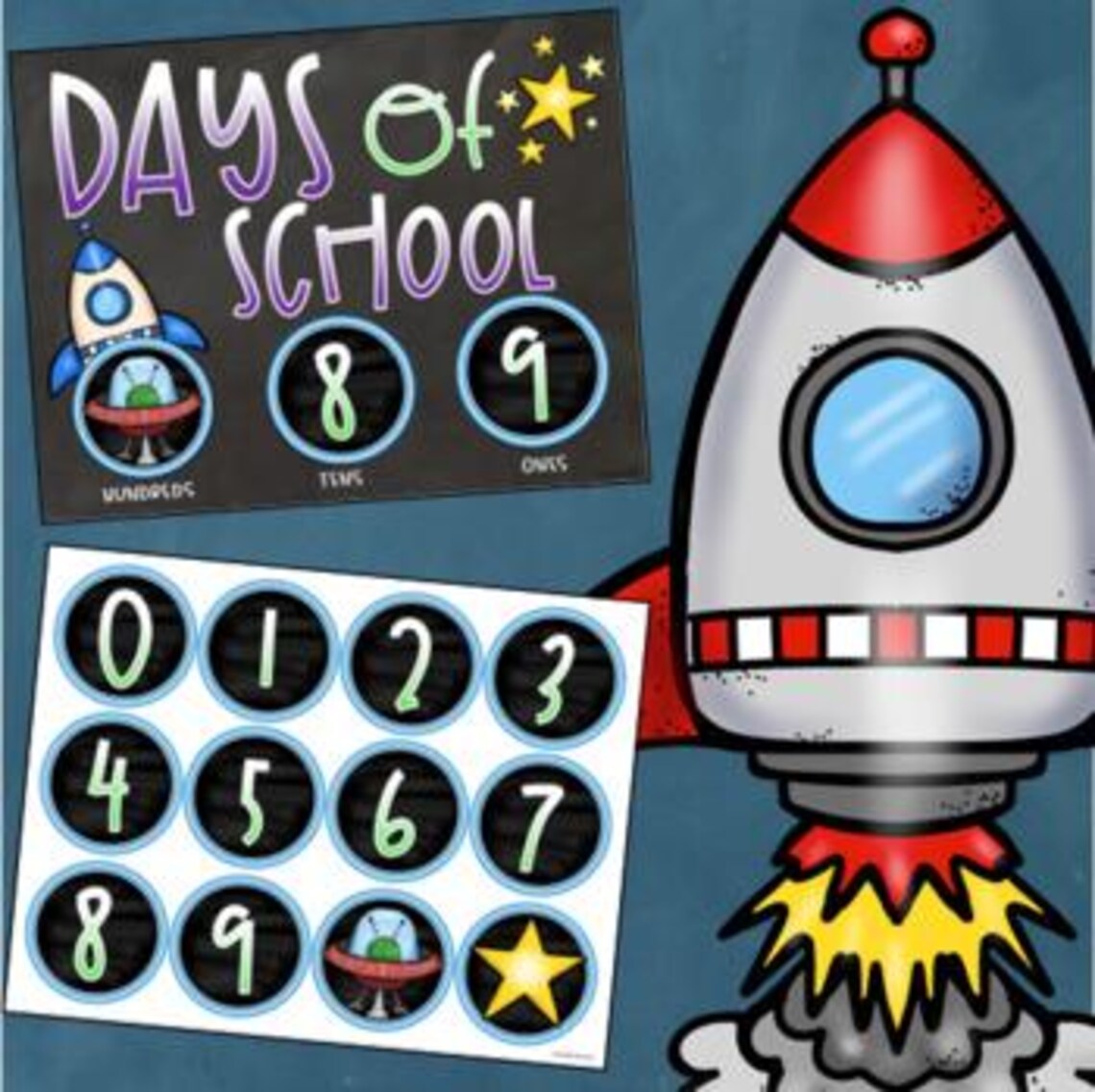 Calendar Set Classroom Decor Back to School Outer Space Theme INSTANT ...