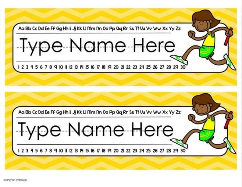 Name Tags Plates Desk Labels Sports Theme Editable INSTANT DOWNLOAD - Etsy