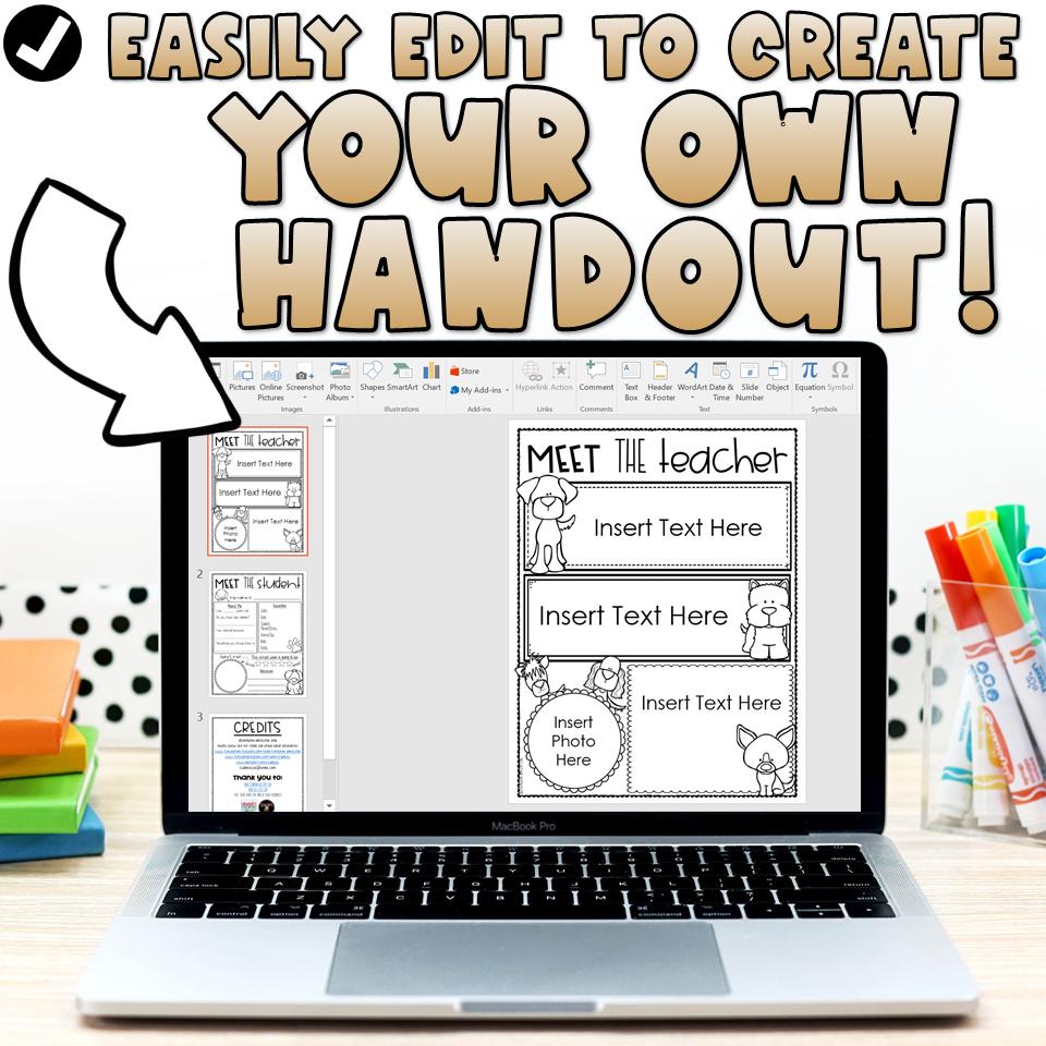 Meet the Teacher Editable Handout Back to School All About Me Dog Theme ...