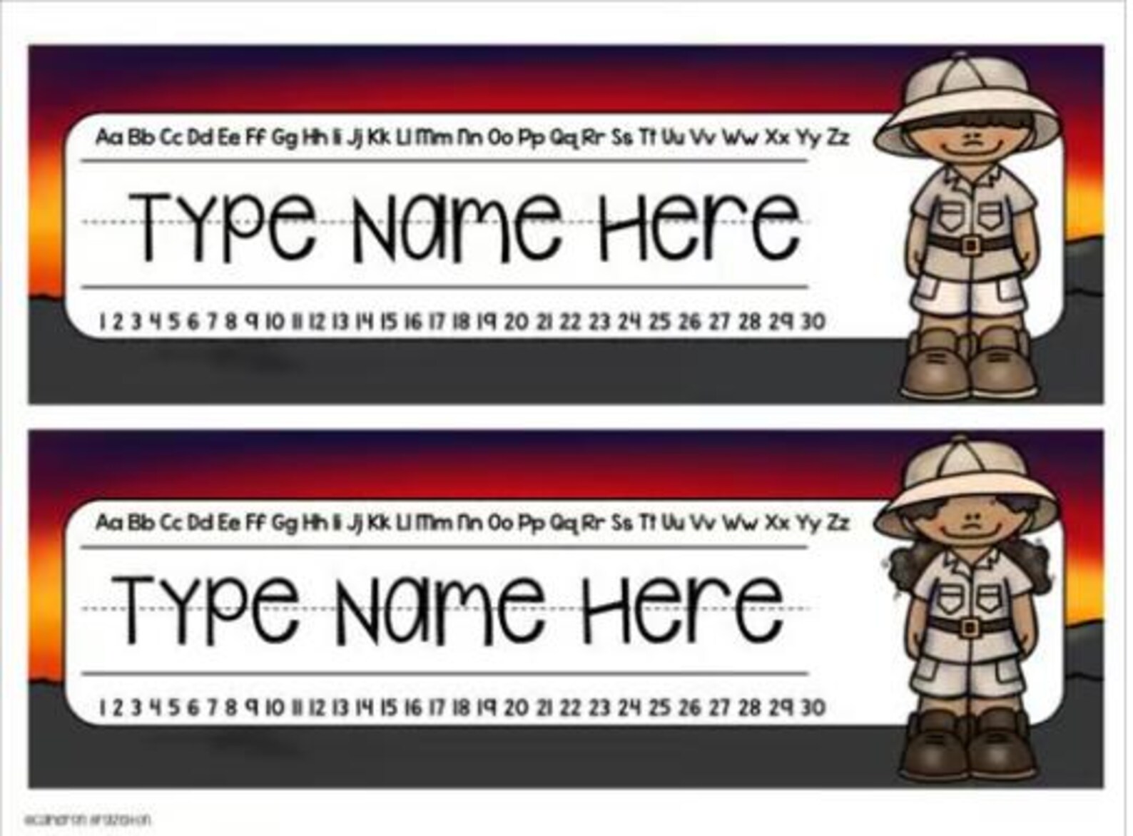 Name Tags Plates Desk Labels Jungle Safari Theme Editable INSTANT ...