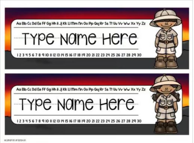 Name Tags Plates Desk Labels Jungle Safari Theme Editable INSTANT ...