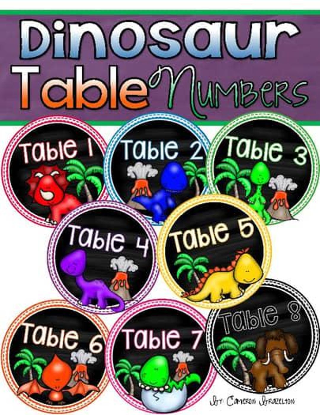Table Numbers Signs Dinosaur Theme INSTANT DOWNLOAD - Etsy