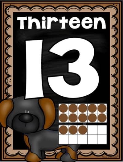 Number Posters Signs 0-20 Ten Frames Dog Theme INSTANT DOWNLOAD - Etsy