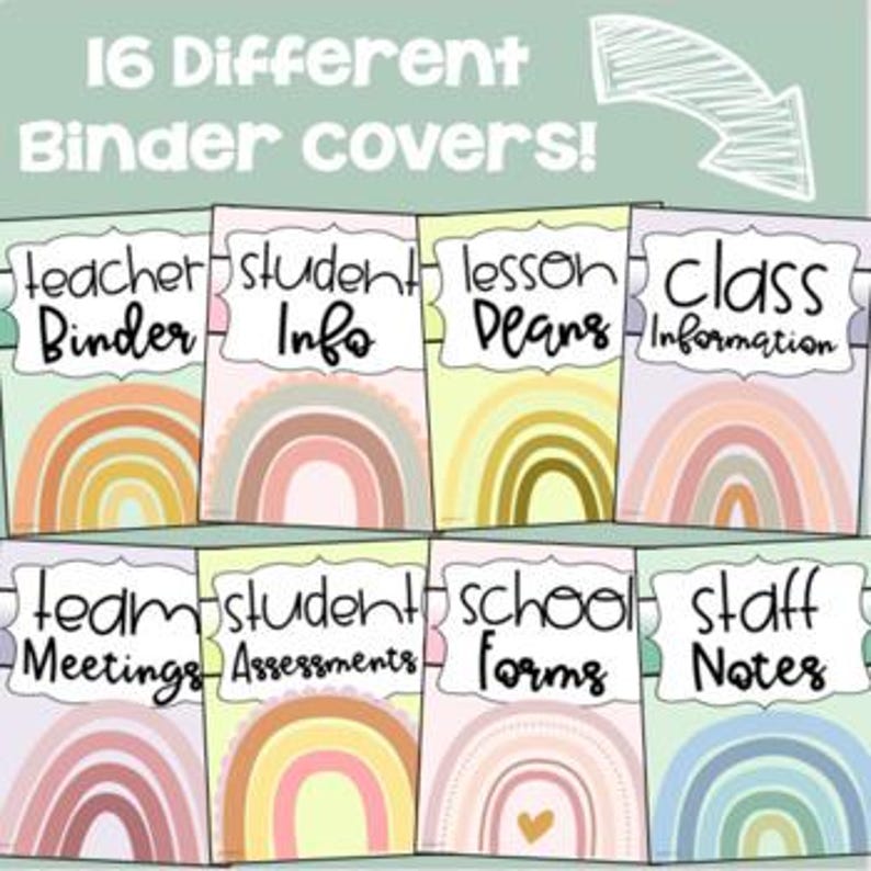 Binder Covers and Spines Teacher Planner Editable Boho Modern Muted ...